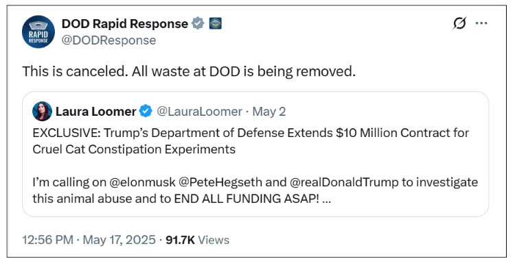 VICTORY: White Coat Waste Shuts Down DOD’s Cat Constipation & Electro ...